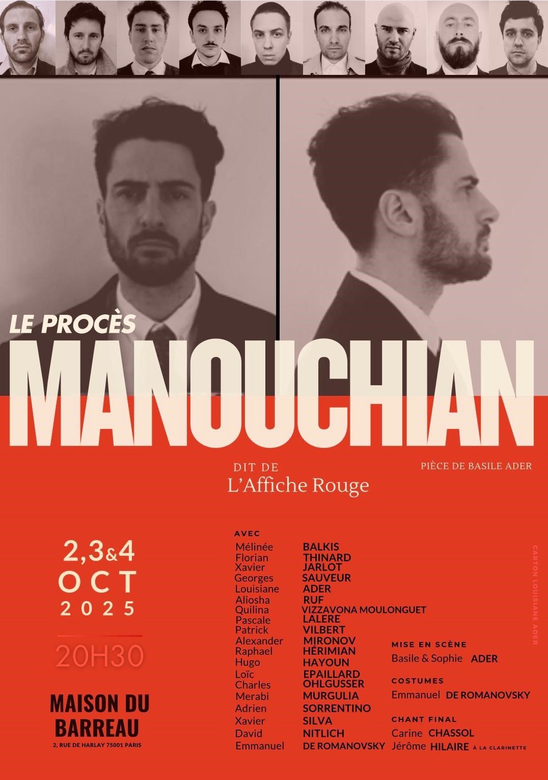 Représentations théâtrales "Le procès Manouchian" - Avocats Barreau Paris